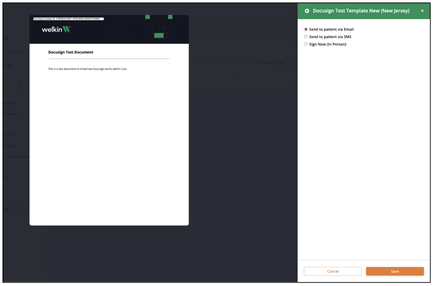 DocuSign: Feature Overview in Care - Welkin Health